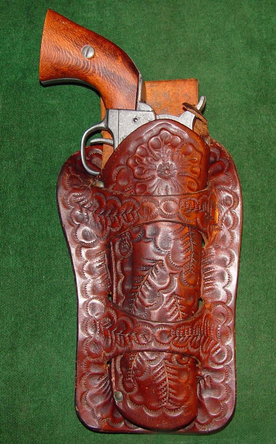 Unique Antique Floral Carved Mexican Double Loop Holster fits 5 1/2 ...