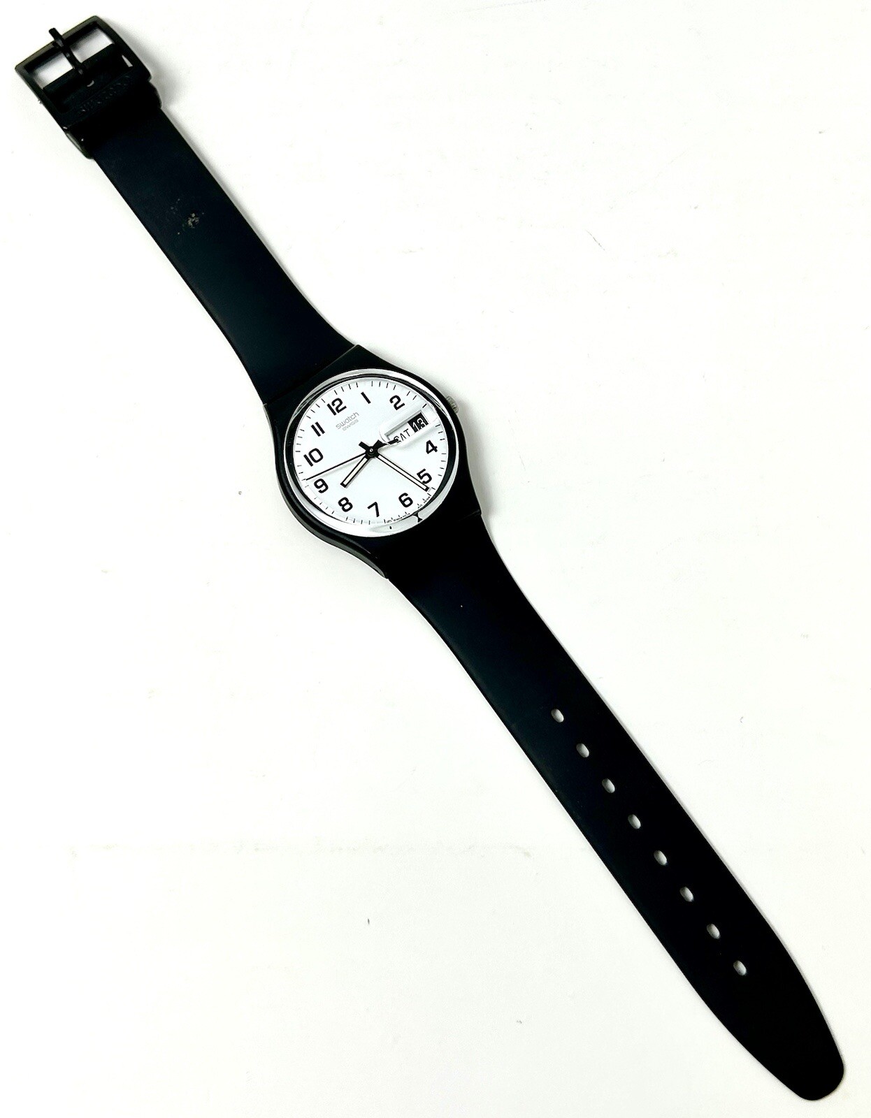 Swatch Watch - ONCE AGAIN GB743-S26 - Tested Working - Black Day Date ...