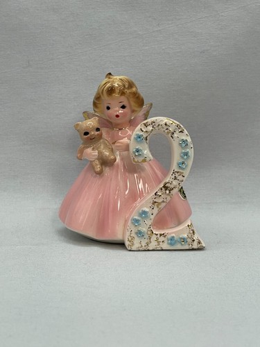 Vtg Josef Originals Birthday Angel Age 2 Pink with Teddy Bear Figurine ...
