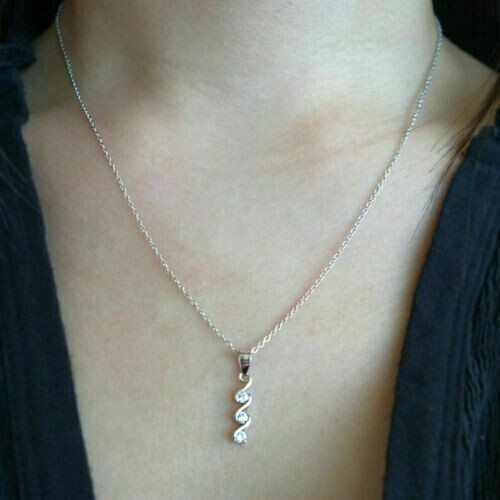 1.50 Ct Round Cut Moissanite Journey Pendant 14k White Gold Plated ...