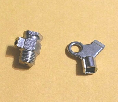 1 Radiator Brass Nickel Plated Air Vent Bleeder Coin Valve 1/8" MIP & 1 ...