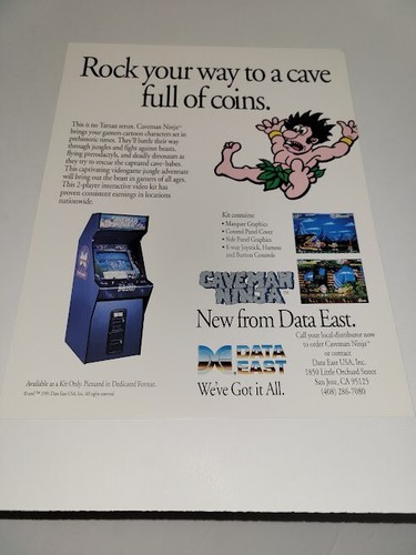 Flyer DATA EAST CAVEMAN NINJA Arcade Video Game advertisement original ...