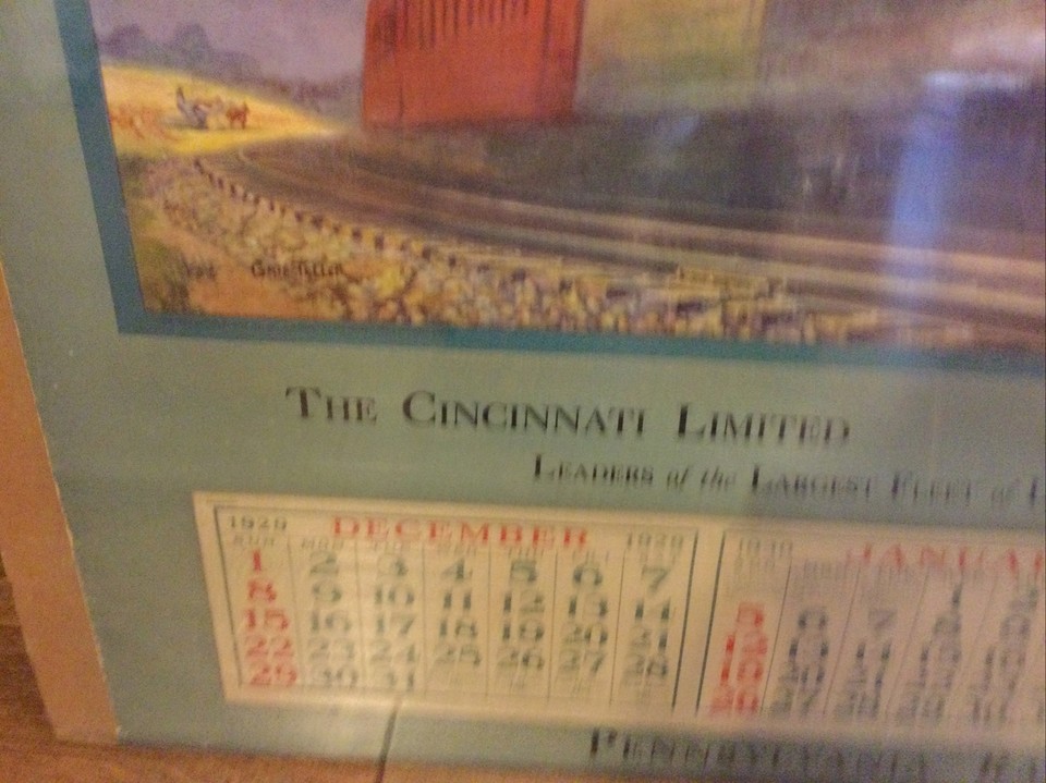 1930 Pennsylvania Railroad (PRR) Large Format Calendar CINCINNATI ...