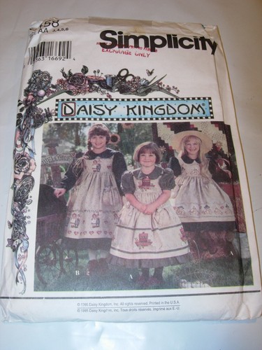 GIRLS UNCUT SIMPLICITY 9458 Sewing Pattern DAISY KINGDOM DRESS PINAFORE ...