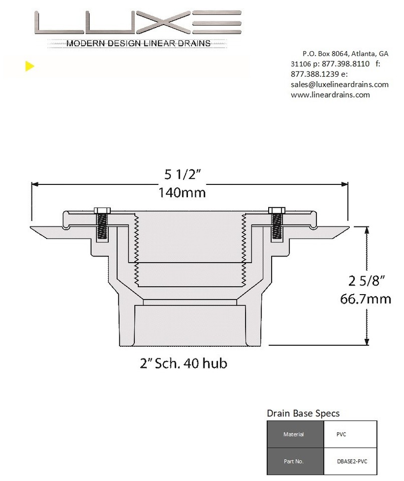 DreamDrains Drain Base - 2" PVC Linear Drain Base with adapter UPC ...