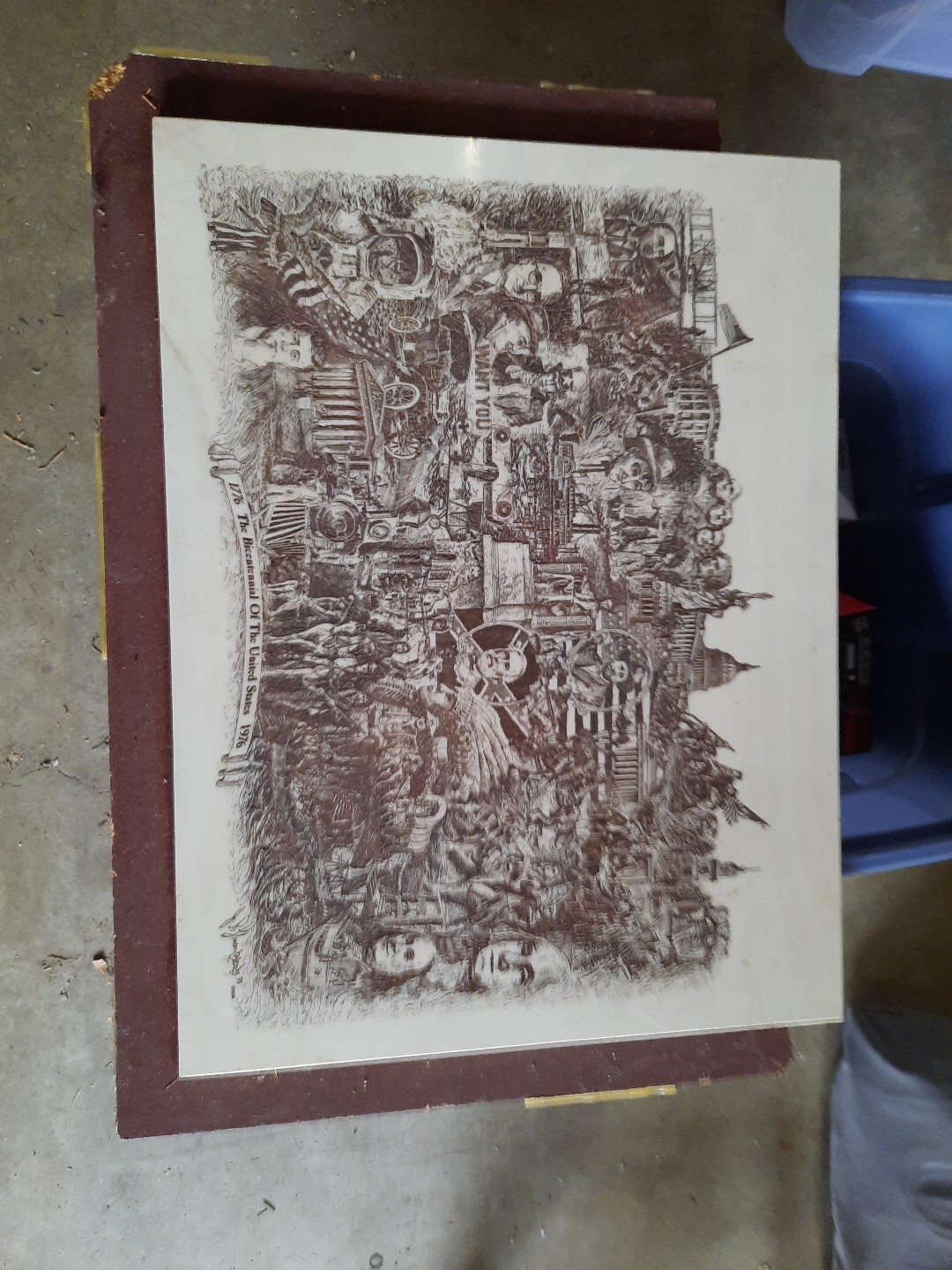 RARE MARBLE ETCHING J.K. Thompson Jr. "Bicentennial of the U.S." Art | eBay