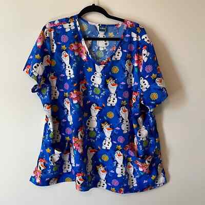 Disney Floral Olaf Scrub Top Leaves Fall 3XL | eBay