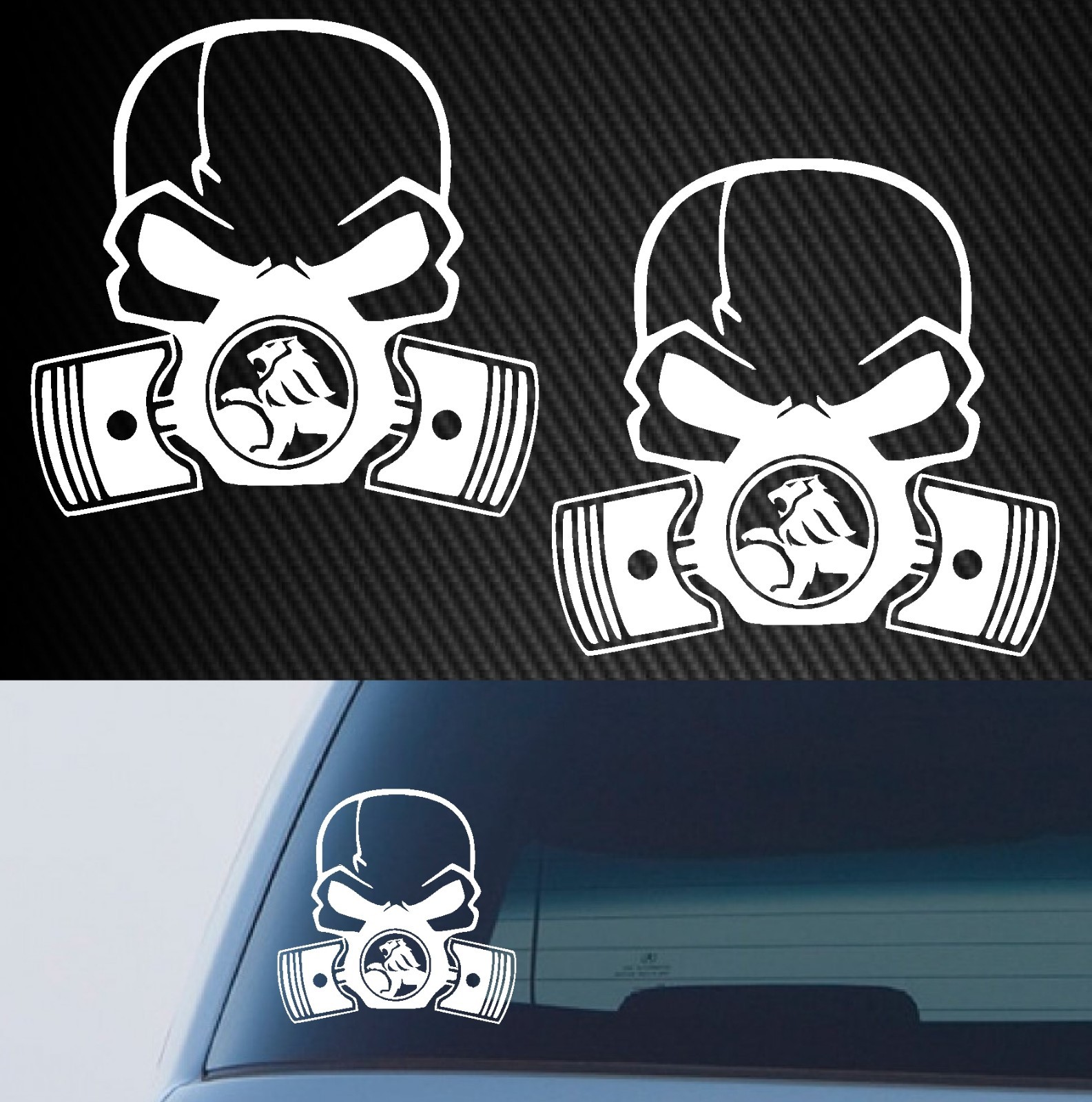 Commodore SKULL PISTON STICKER x2 DECAL CAR GAS MASK DRIFT HOON | eBay