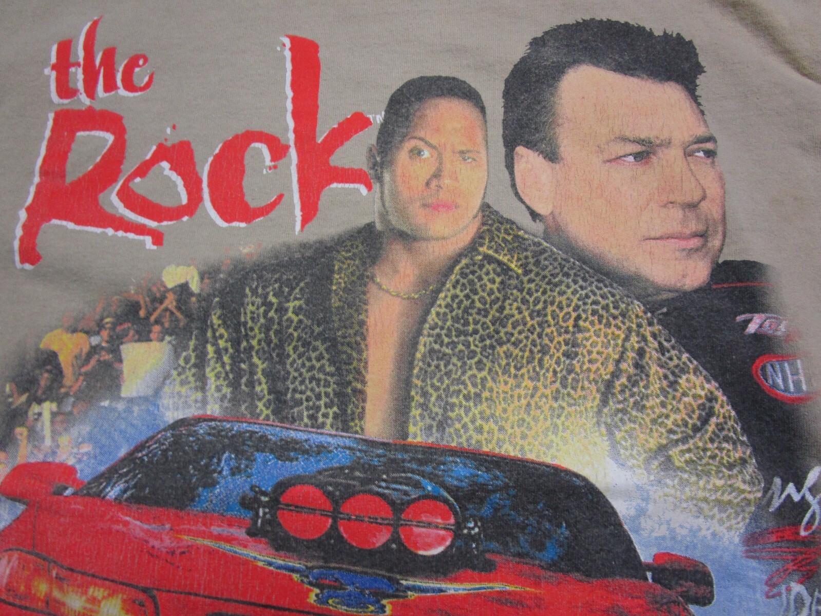 Vintage WWF Racing T Shirt The Rock Graphic 1990s Wre… - Gem