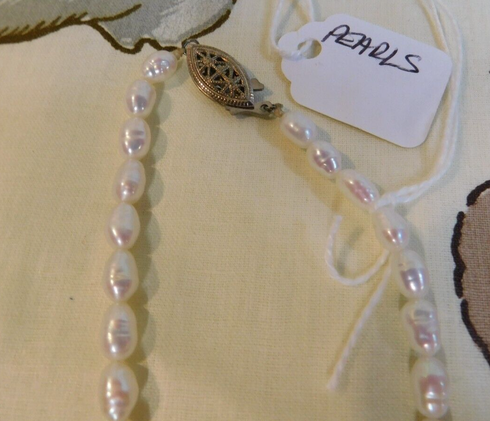 VINTAGE PEARL NEACKLACE HAND STRUNG WITH CORDING & VICTORIAN CLASP~17 3 ...