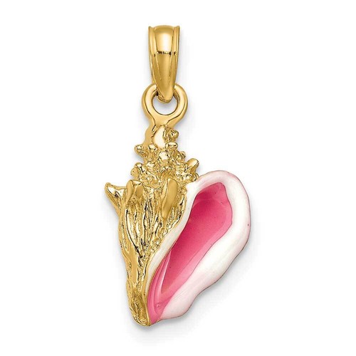 14K Gold Enameled 3D Conch Shell Pendant 0.4 x 0.9 in 637218117543| eBay