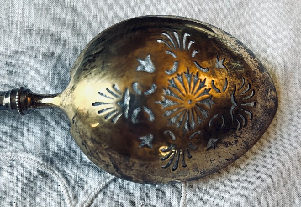 c 1880 Squirrel Nut Serving Spoon Gorham Starr & Marcus Sterling Silver ...