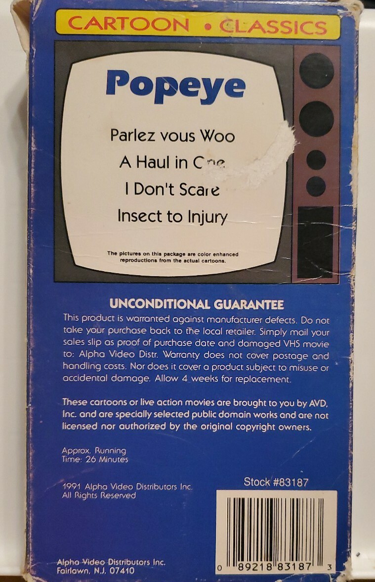 Popeye Cartoon Classics VHS **RARE** | eBay