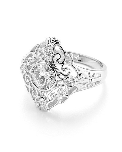 CHARLES & COLVARD STERLING VINTAGE INSPIRED RING 6 # ...