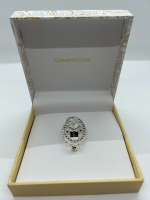 CHARTER CLUB Silver-Tone Pavé Initial Pin NIB | eBay