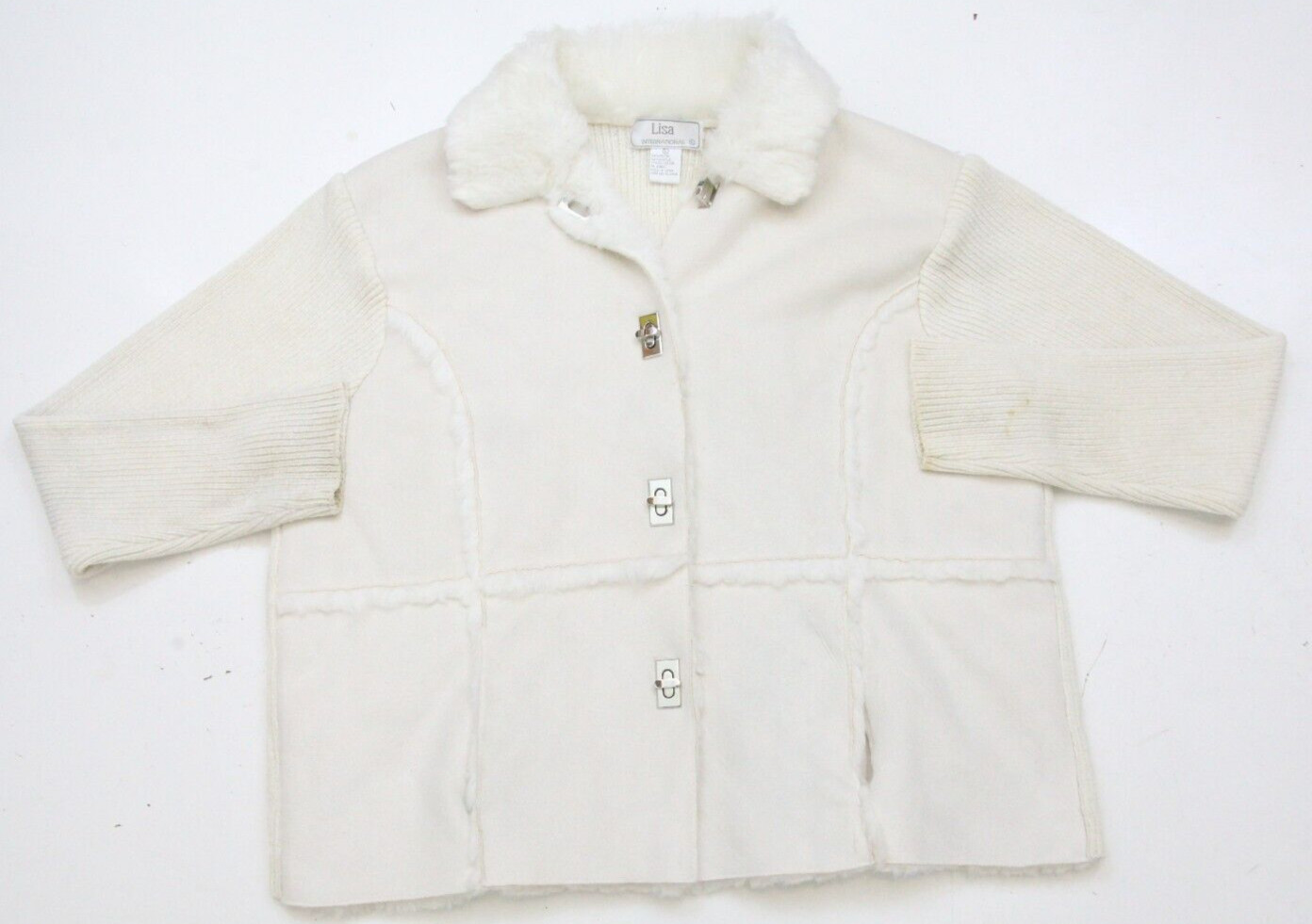 Lisa International Jacket Coat Button Front Womans Lo… - Gem