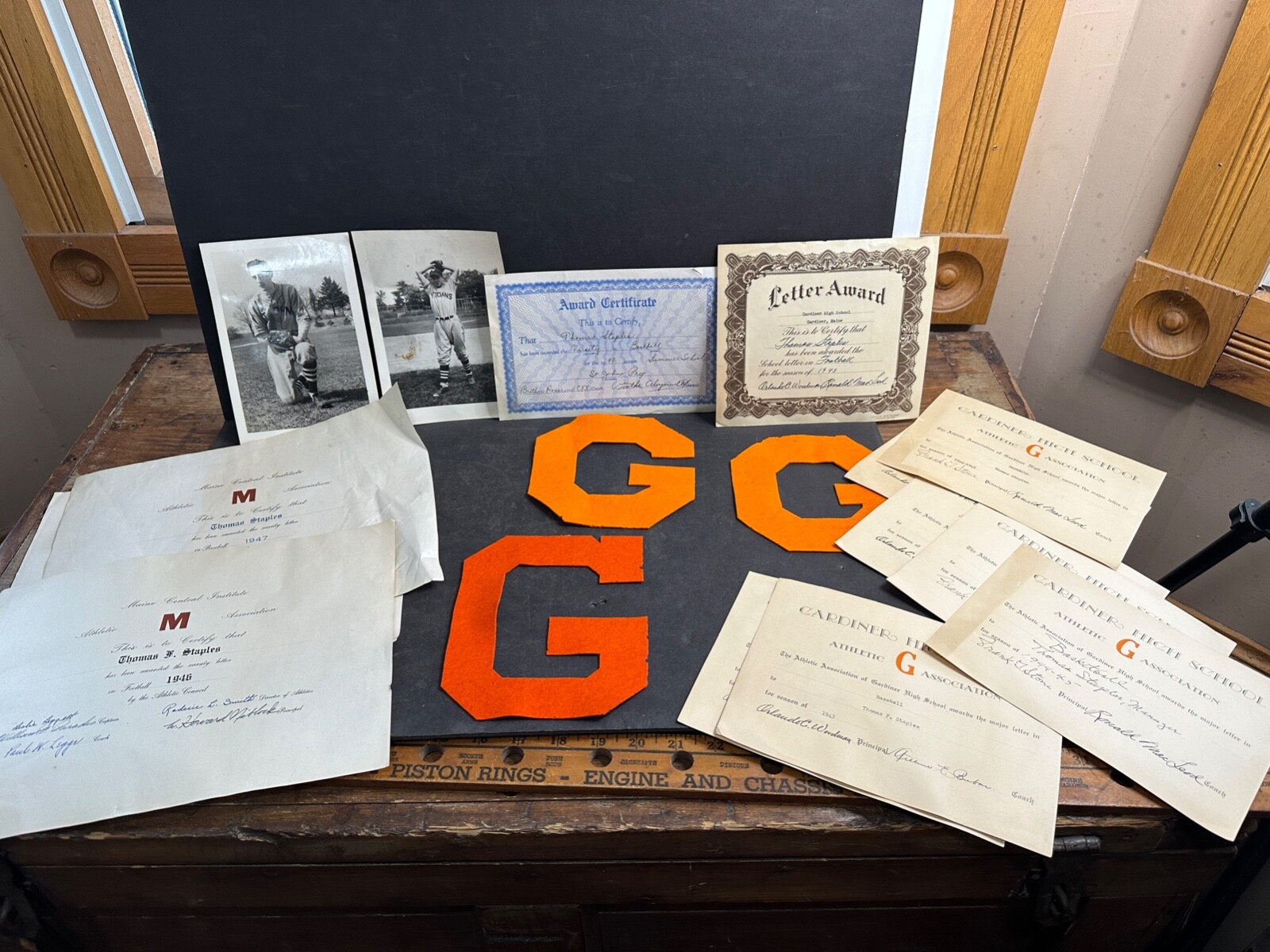 Gardiner High School ME Jacket Letters, Certificates, Photos Thomas ...