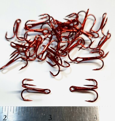 25ct SIZE 8 Treble Hooks * RED CHROME * Fishing - SHARP! - FREE USA ...