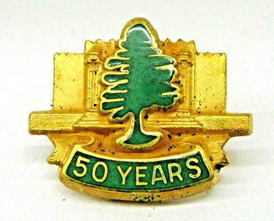 enamel Pine Tree 50 YEARS service award 1/10 10K tack tie pin pinback ...