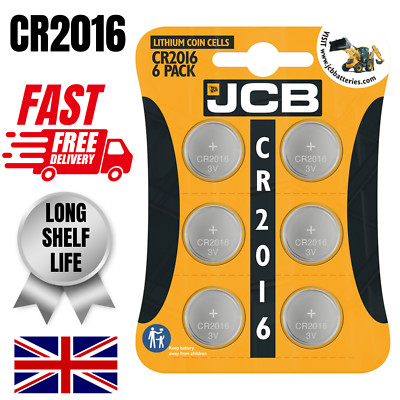 JCB CR2016 Batteries x 6 Lithium Button Coin Cell Battery CR 2025 3V ...