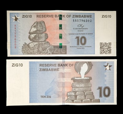 Zimbabwe 10 ZiG 2024, UNC, With QR code NR, P-NEW DESIGN | eBay