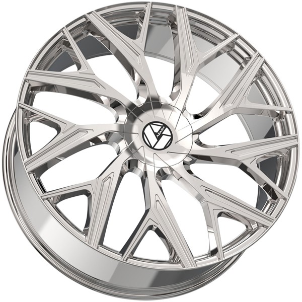 (Set of 4) Azara AZA-527 22x8.5 5x4.5"/5x120 +38mm Nano Chrome Wheels ...