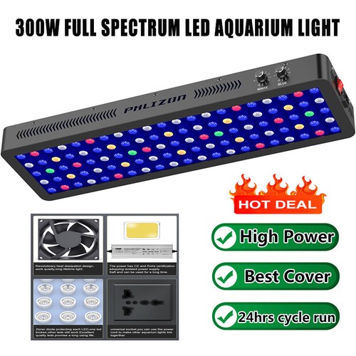 Dimmable LED Aquarium Light 300W Full Spectrum for Coral Reef Marine ...