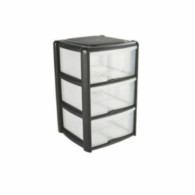 3 Tier Plastic Drawers Storage Office Home Tower Chest Drawer School ...