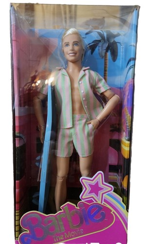 Barbie The Movie Ken Doll Wearing Pastel Striped Beach Matching Set ...