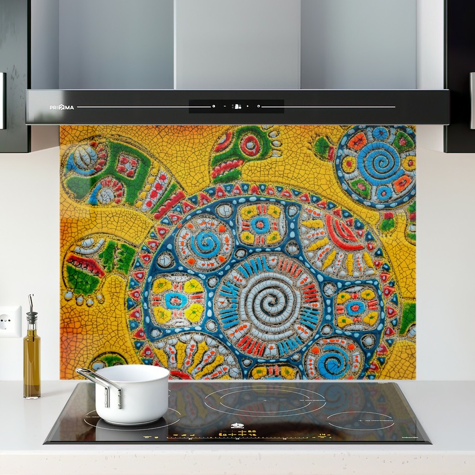 Glass Splashback Kitchen Tile Cooker Panel ANY SIZE Turtle Mosaic ...