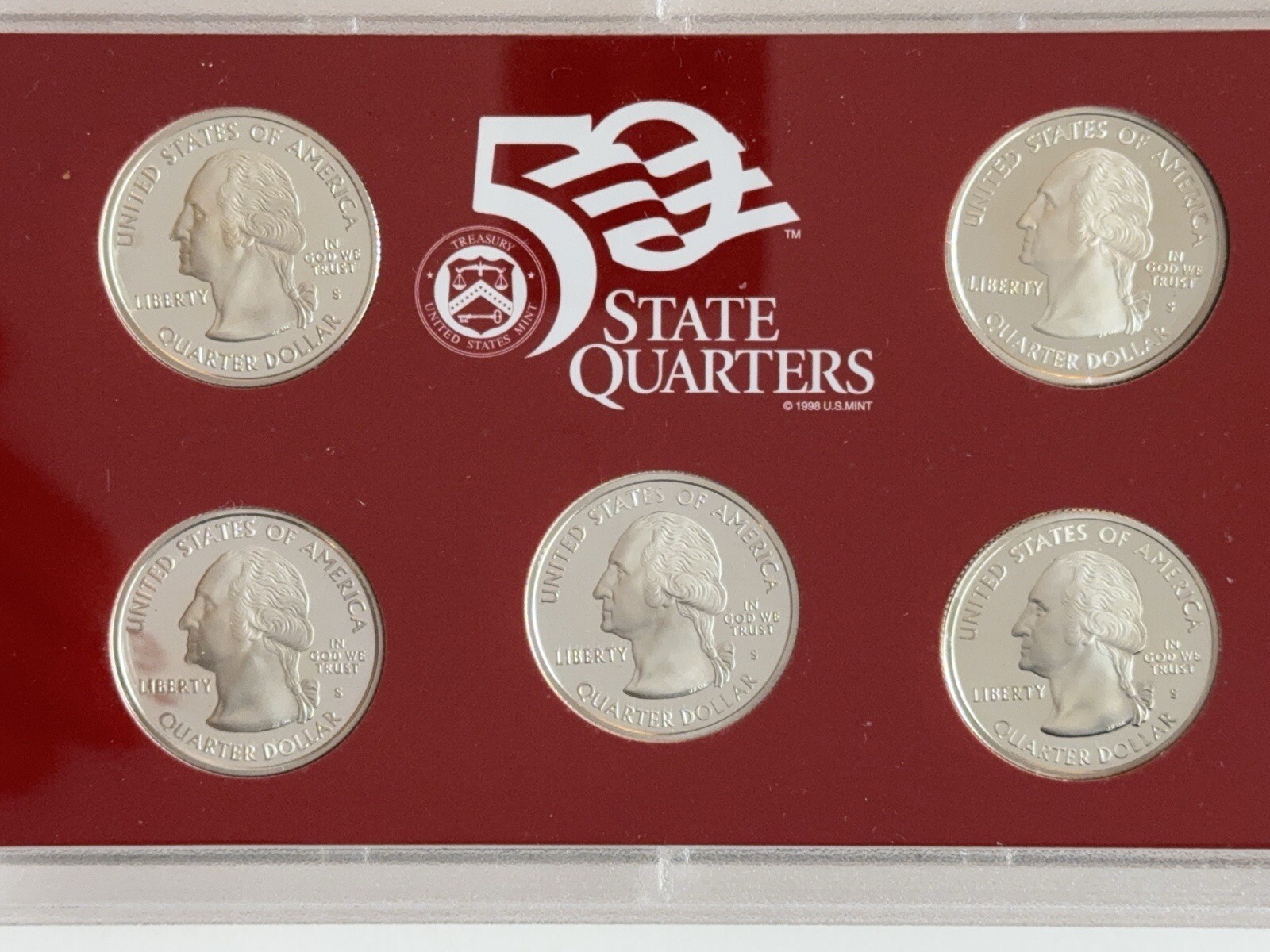 2005 S U.S Mint 50 State Quarters Silver Proof Set. One Troy Ounce ...