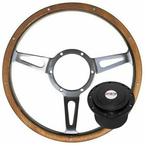 17" Mountney Wood Steering Wheel + boss kit for Austin Mini Allegro MG ...