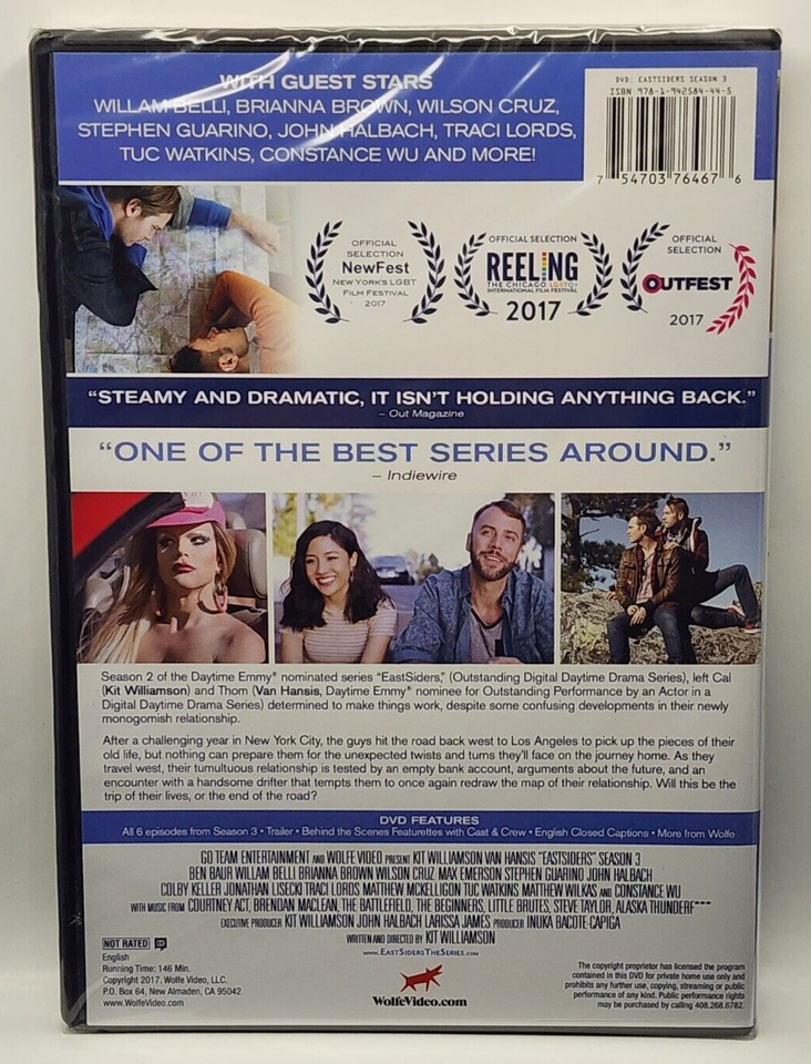 Eastsiders: Season 3 (DVD, 2017, Gay Interest) Kit Williamson, Van ...