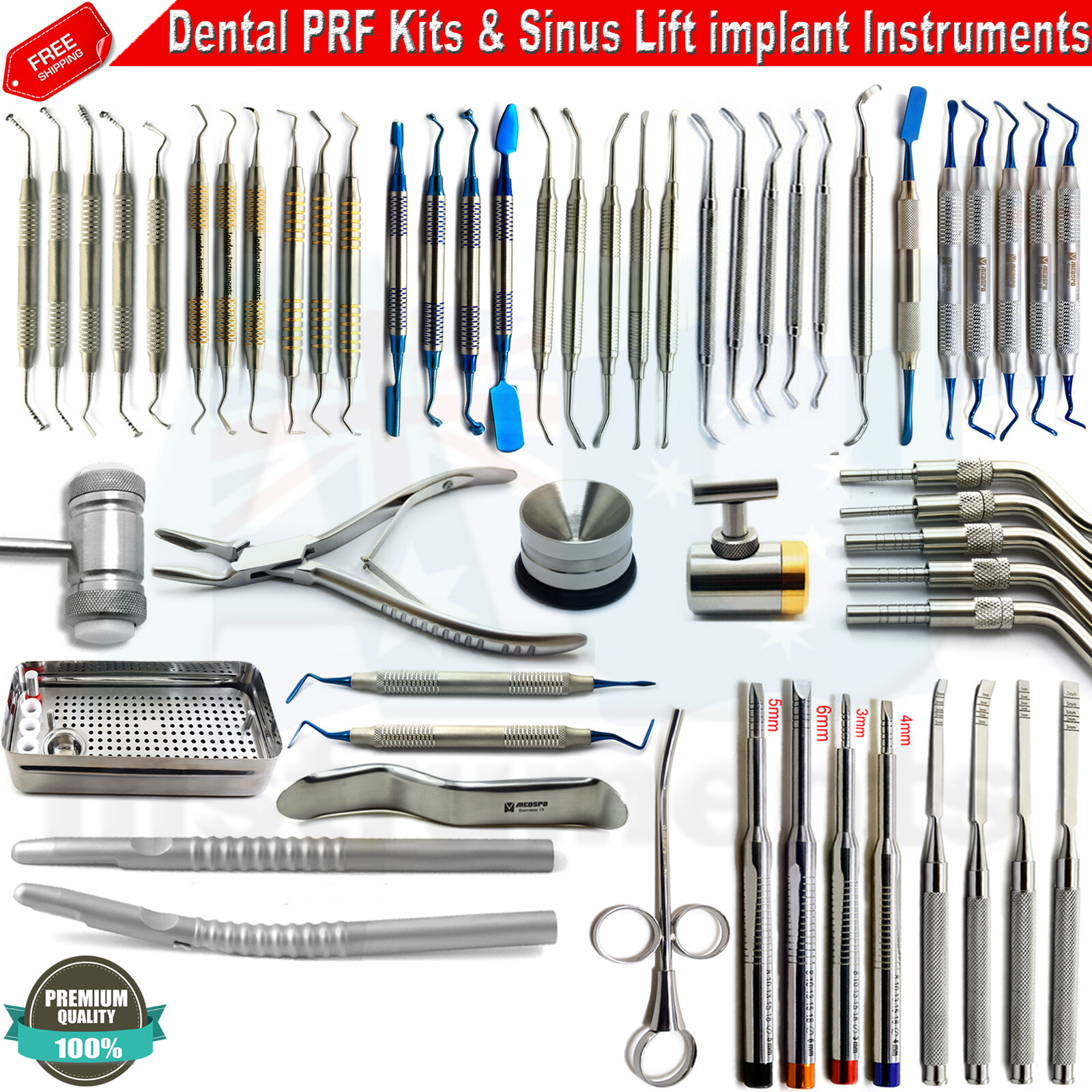 Dental implant Sinus Lift Elevators Tunneling PRF GRF Membrane Surgical ...