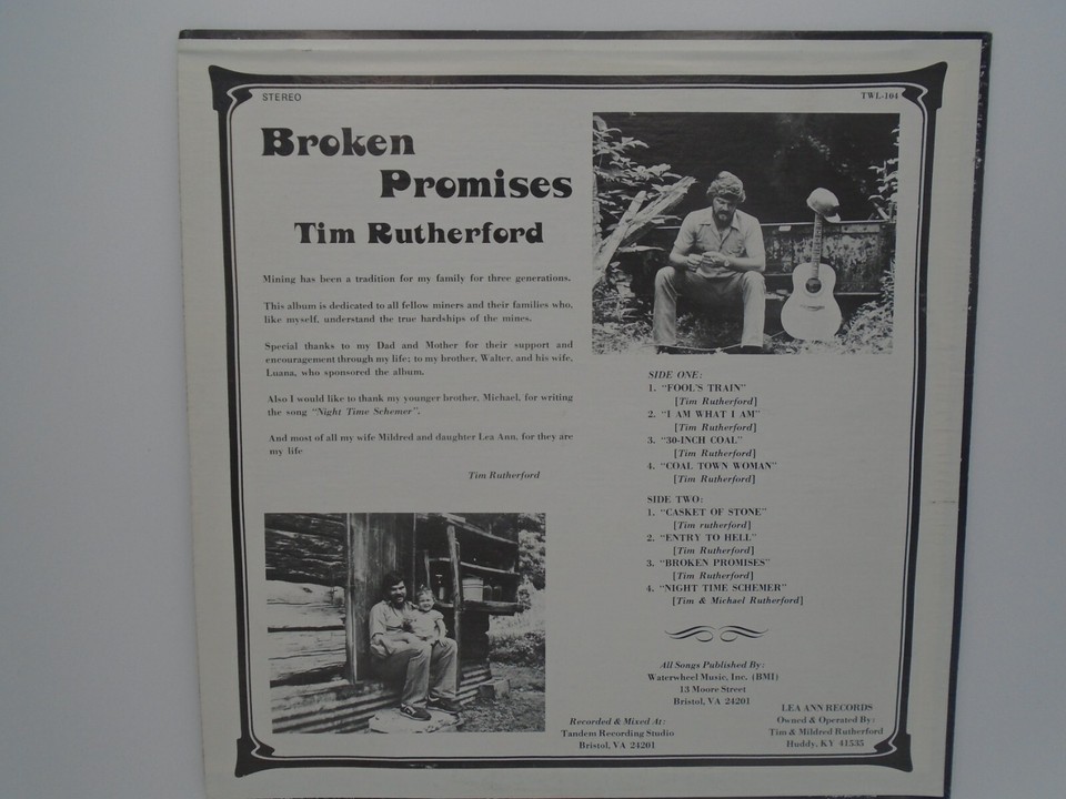 Tim Rutherford Broken Promises rural country West Virginia private ...