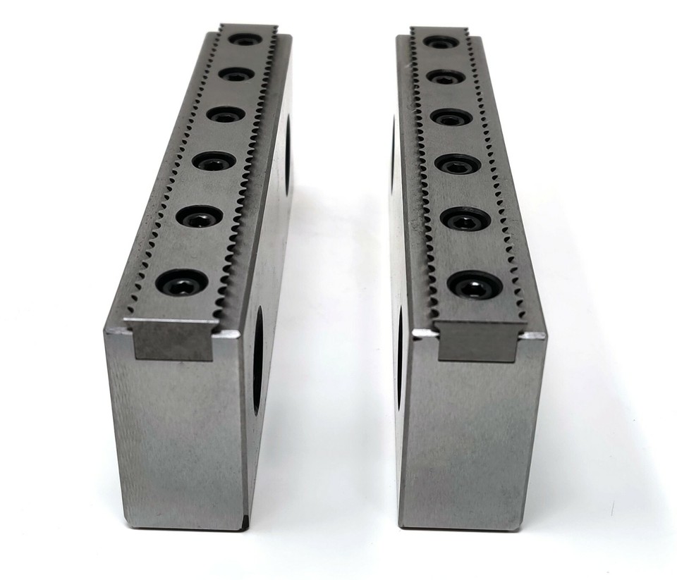 CNC Milling Steel Vise Hard Jaw, 6” Wide, Serrated W/ 0.100 ...