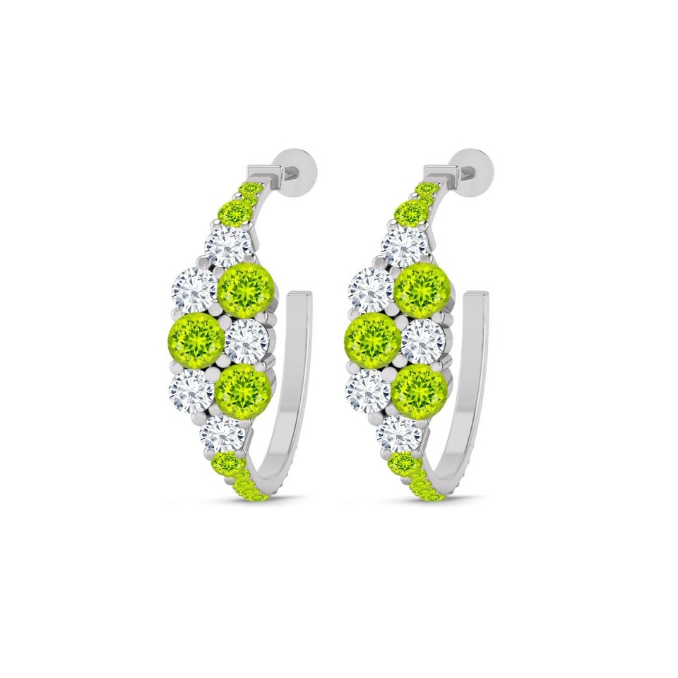 Peridot & Diamond 925 Sterling Silver August Birthstone Half Hoop ...