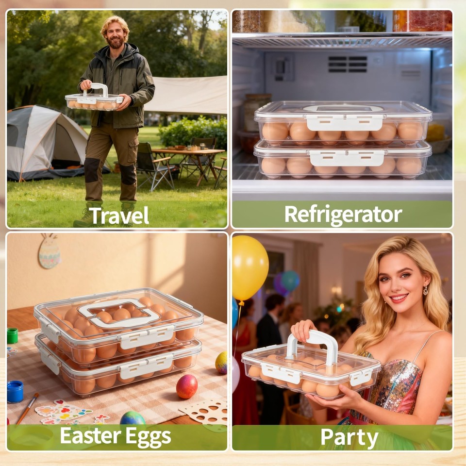 Deviled Egg Containers with Lid, 2 Pack Thick Clear Plastic Deviled ...