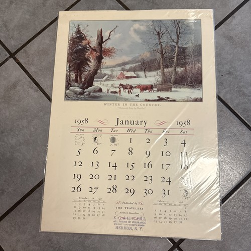 The Travelers 1958 Wall Calendar Of Currier & Ives Prints- Still In ...