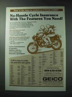 1986 Geico Cycle-Gard Motorcycle Insurance Ad | eBay