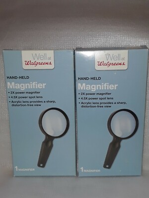 Lot 2 Walgreens Hand Held Magnifier 2x Power Magnifier 4.5 Power Spot ...