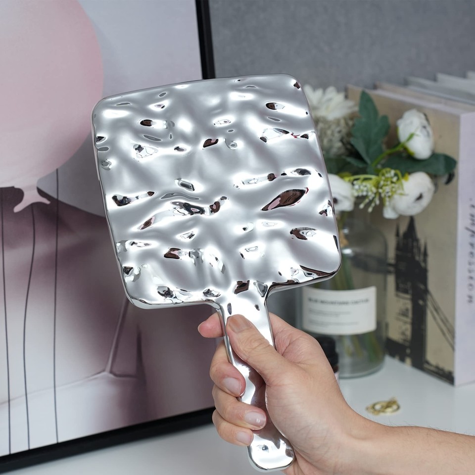 Hand Mirror Hand Held Mirror Electroplate Mirror Sliver Square L | eBay