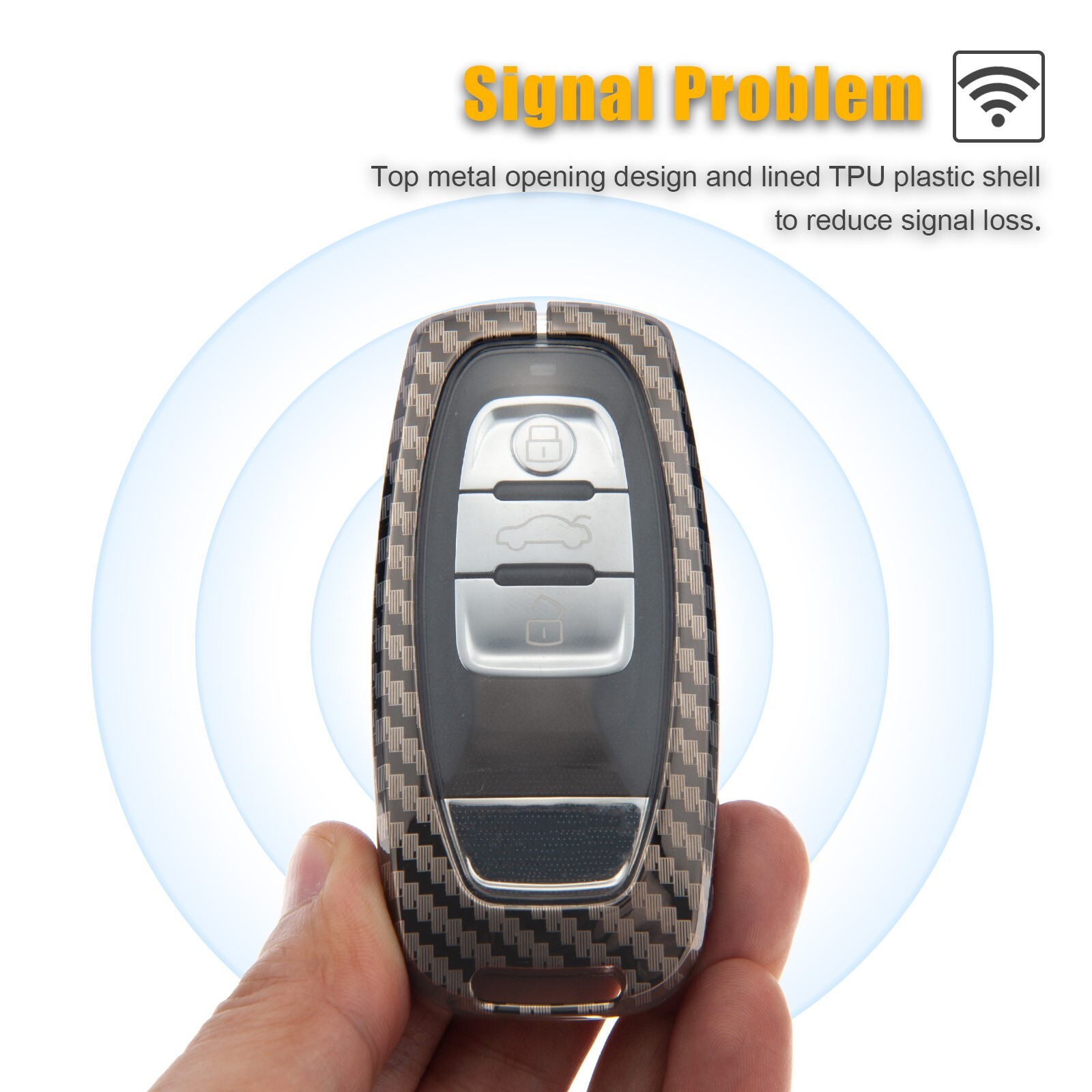 Metal Carbon Fibre Car Remote Smart Key Cover Case For Audi A4 B8 A5 A6 ...
