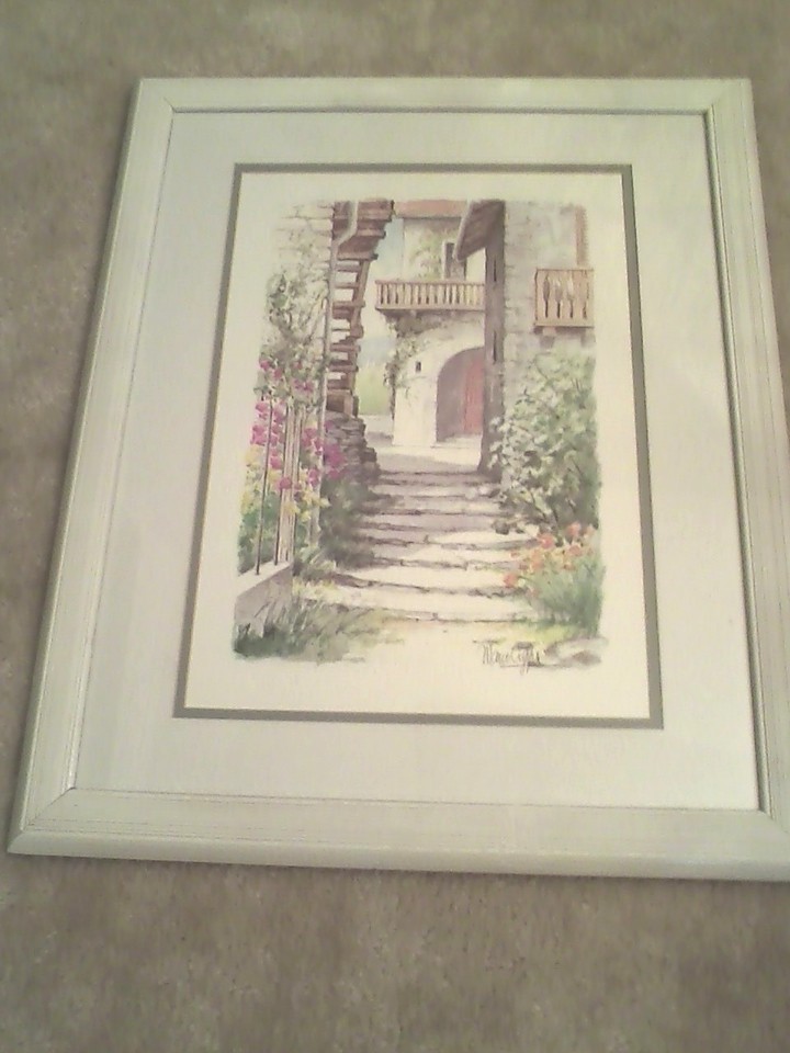 Signed Mario Cuppa WATERCOLOR behind glass and framed Original ...