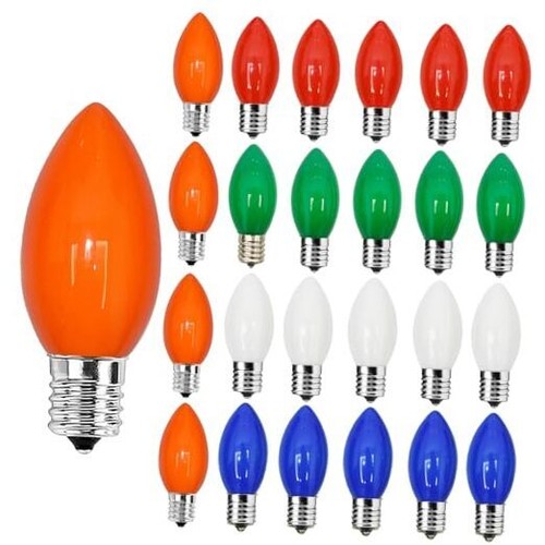25 Pack C9 Christmas Light Bulbs, C9 Replacement Bulbs for Outdoor ...
