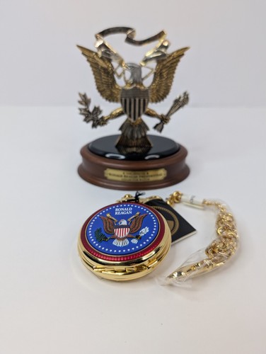 Franklin Mint Ronald Reagan Presidential Collection Pocket Watch With ...