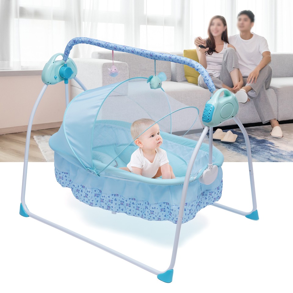 Portable Electric Bluetooth Baby Cradle Bassinet Rocking Crib Infant ...