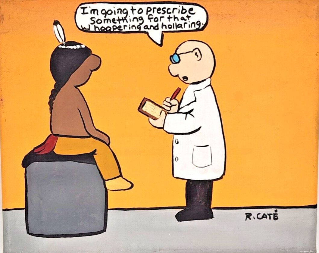 Ricardo Caté (Santo Domingo Pueblo, Kewa): Original Cartoon, Acrylic ...