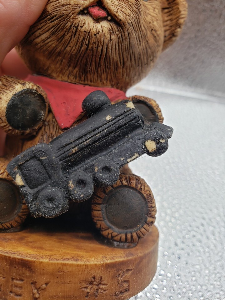 Brown Teddy Bear Sitting With Train Figurine 5" 1988 GAO | eBay