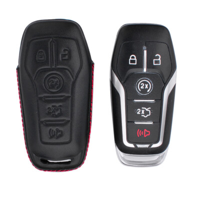 Fit Ford Mustang 5 Button CAR Remote Fob Bag PU Leather Car Key Cover ...